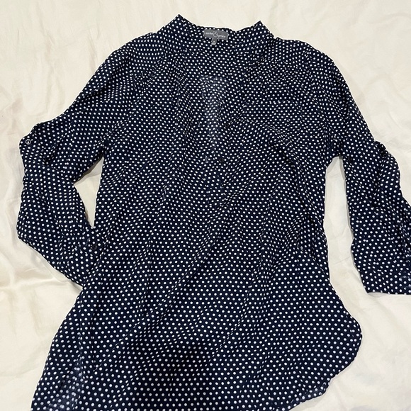 Market & Spruce | Tops | Market Spruce Navy And White Polka Dot Blouse ...